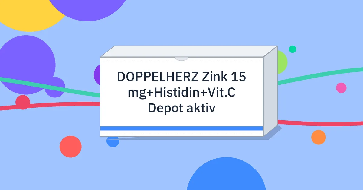 Symbolbild: Packung mit der Aufschrift DOPPELHERZ Zink 15 mg+Histidin+Vit.C Depot aktiv (PZN 16942951) – Verfügbarkeit und Bezug in Apotheken in Frankfurt am Main