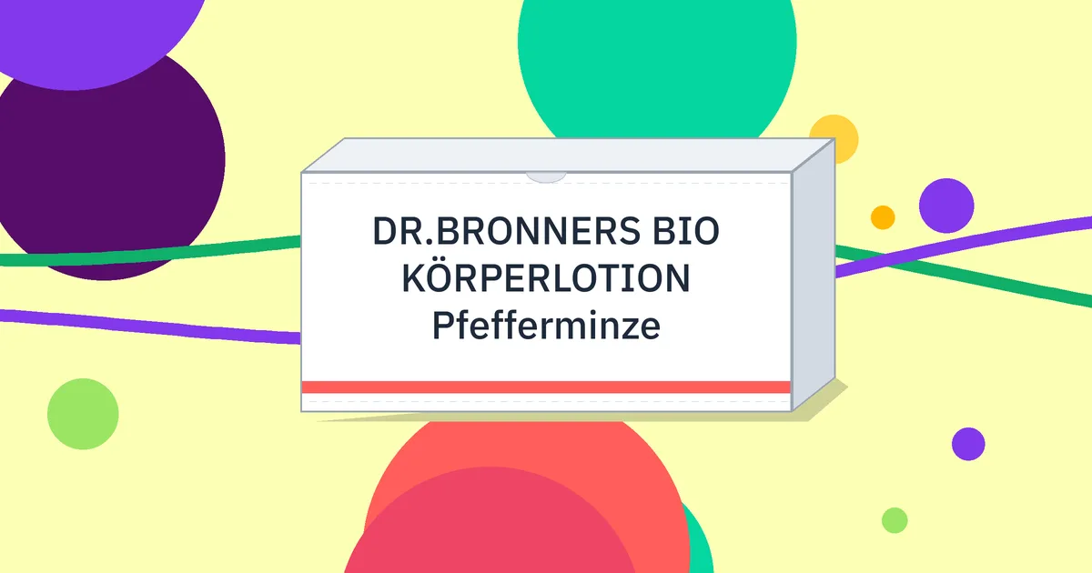 Symbolbild: Packung mit der Aufschrift DR.BRONNERS BIO KÖRPERLOTION Pfefferminze (PZN 19241924) – Verfügbarkeit und Bezug in Apotheken in Frankfurt am Main