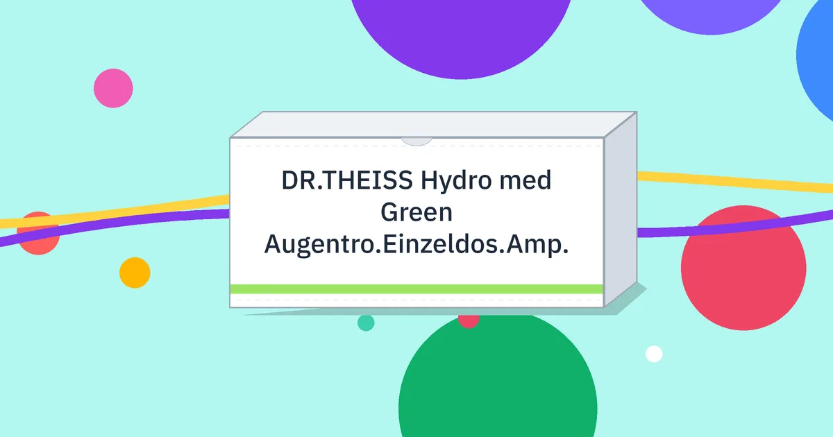 Symbolbild: Packung mit der Aufschrift DR.THEISS Hydro med Green Augentro.Einzeldos.Amp. (PZN 18365038) – Verfügbarkeit und Bezug in Apotheken in Frankfurt am Main