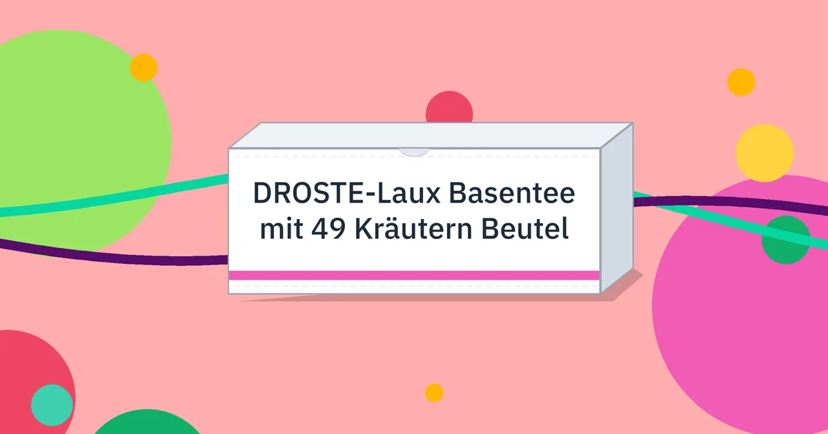 Symbolbild: Packung mit der Aufschrift DROSTE-Laux Basentee mit 49 Kräutern Beutel (PZN 06425025) – Verfügbarkeit und Bezug in Apotheken in Frankfurt am Main