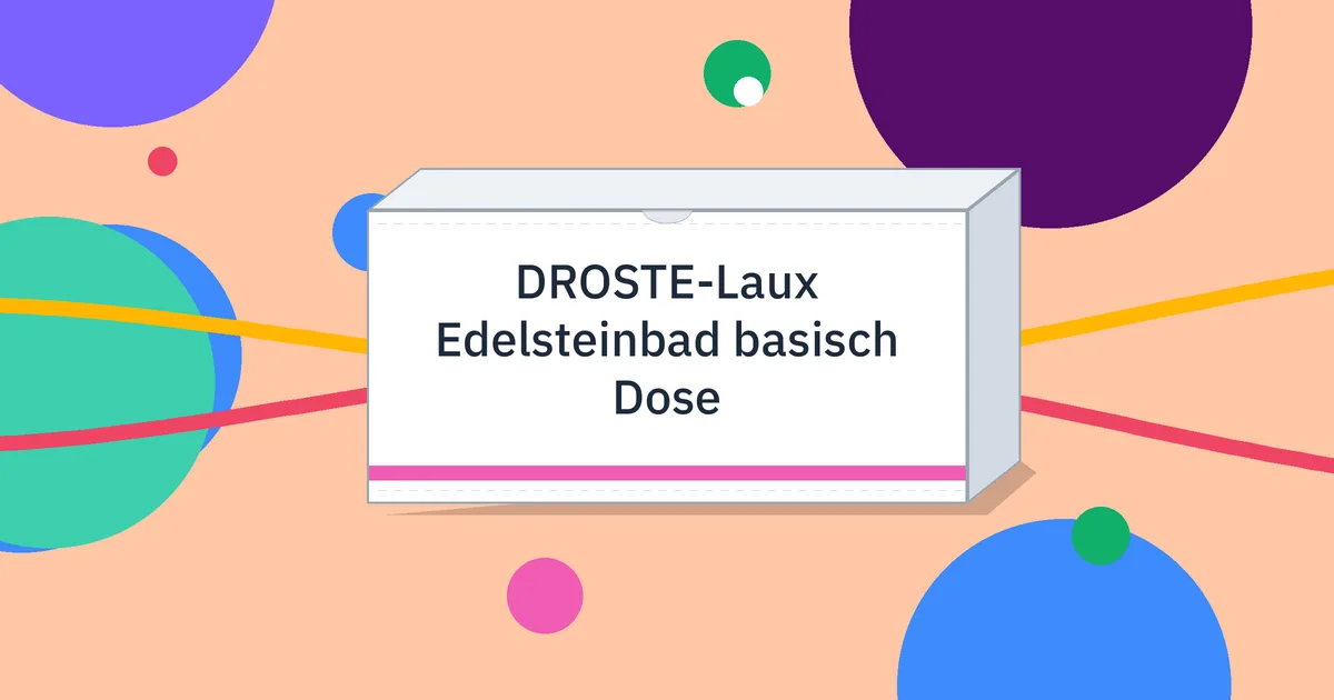 Symbolbild: Packung mit der Aufschrift DROSTE-Laux Edelsteinbad basisch Dose (PZN 06425019) – Verfügbarkeit und Bezug in Apotheken in Frankfurt am Main