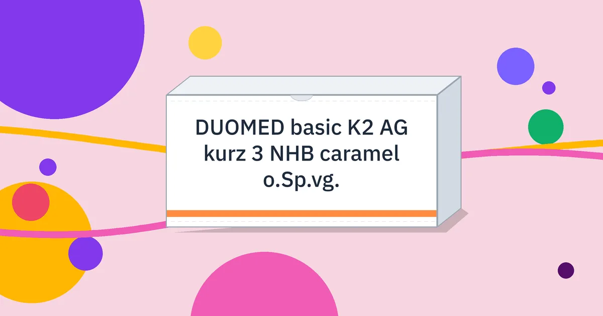Symbolbild: Packung mit der Aufschrift DUOMED basic K2 AG kurz 3 NHB caramel o.Sp.vg. (PZN 20907995) – Verfügbarkeit und Bezug in Apotheken in Frankfurt am Main