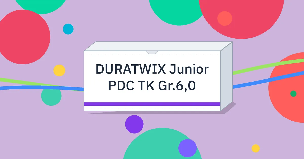 Symbolbild: Packung mit der Aufschrift DURATWIX Junior PDC TK Gr.6,0 (PZN 17156835) – Verfügbarkeit und Bezug in Apotheken in Frankfurt am Main