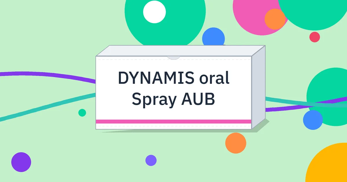 Symbolbild: Packung mit der Aufschrift DYNAMIS oral Spray AUB (PZN 18734694) – Verfügbarkeit und Bezug in Apotheken in Frankfurt am Main