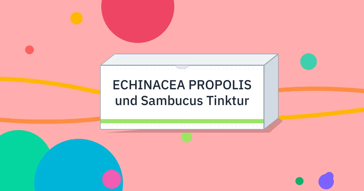 Symbolbild: Packung mit der Aufschrift ECHINACEA PROPOLIS und Sambucus Tinktur (PZN 18215623) – Verfügbarkeit und Bezug in Apotheken in Frankfurt am Main