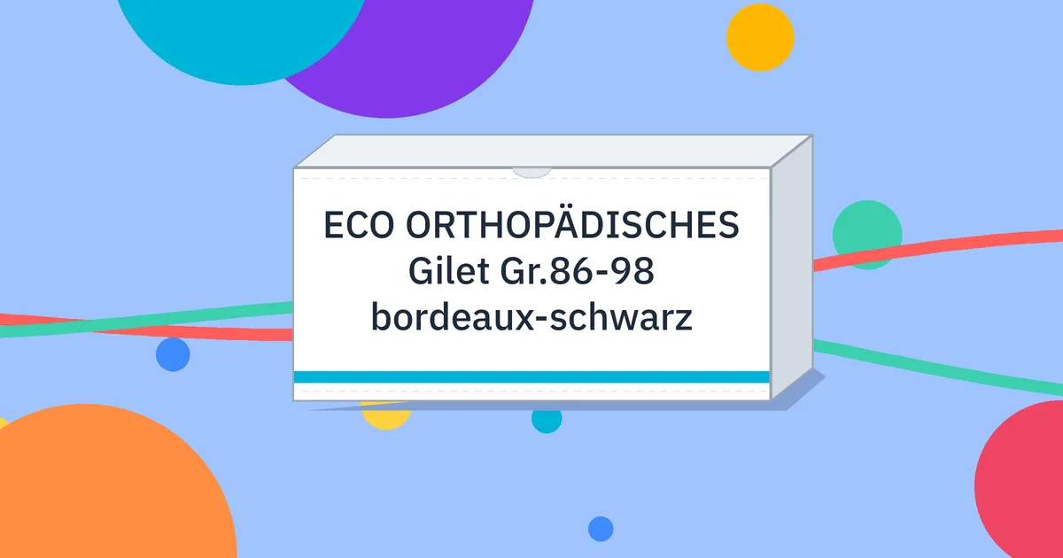 Symbolbild: Packung mit der Aufschrift ECO ORTHOPÄDISCHES Gilet Gr.86-98 bordeaux-schwarz (PZN 14334874) – Verfügbarkeit und Bezug in Apotheken in Frankfurt am Main