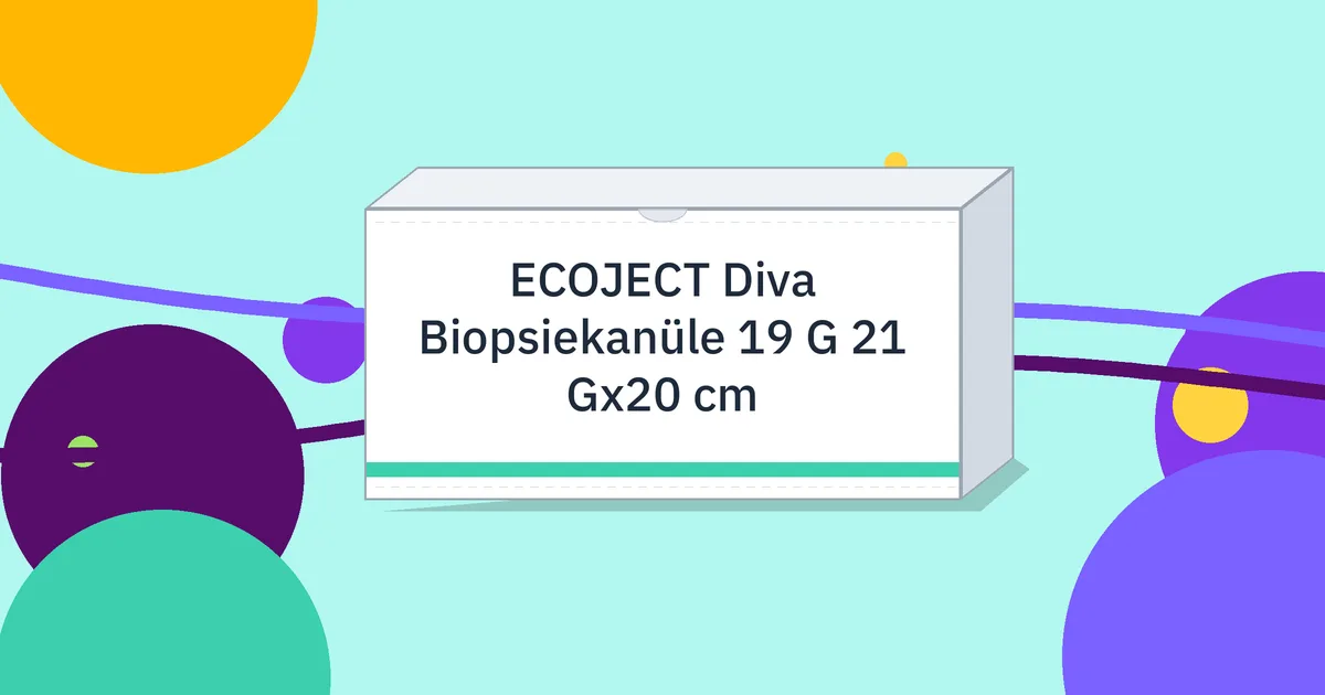 Symbolbild: Packung mit der Aufschrift ECOJECT Diva Biopsiekanüle 19 G 21 Gx20 cm (PZN 06125501) – Verfügbarkeit und Bezug in Apotheken in Frankfurt am Main