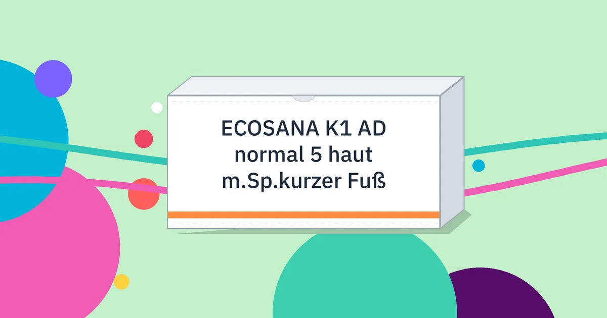 Symbolbild: Packung mit der Aufschrift ECOSANA K1 AD normal 5 haut m.Sp.kurzer Fuß (PZN 04725119) – Verfügbarkeit und Bezug in Apotheken in Frankfurt am Main