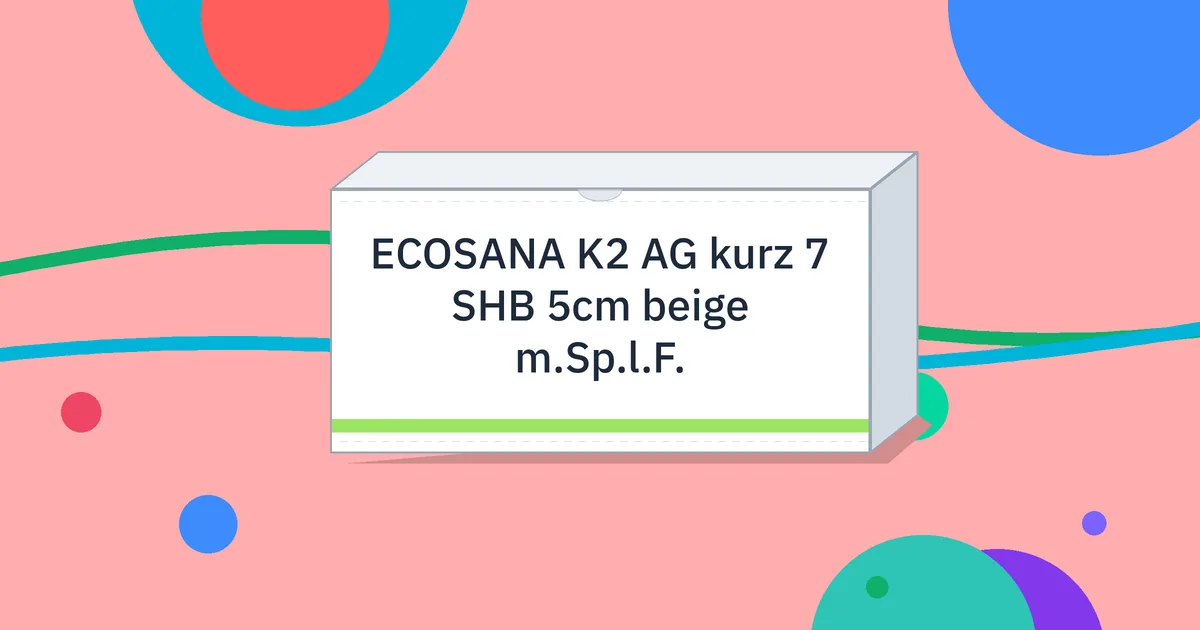Symbolbild: Packung mit der Aufschrift ECOSANA K2 AG kurz 7 SHB 5cm beige m.Sp.l.F. (PZN 10955295) – Verfügbarkeit und Bezug in Apotheken in Frankfurt am Main