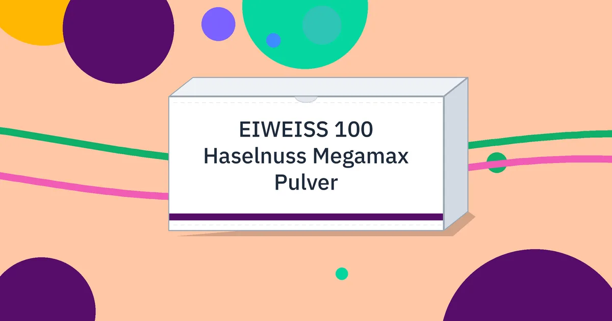 Symbolbild: Packung mit der Aufschrift EIWEISS 100 Haselnuss Megamax Pulver (PZN 12772251) – Verfügbarkeit und Bezug in Apotheken in Frankfurt am Main
