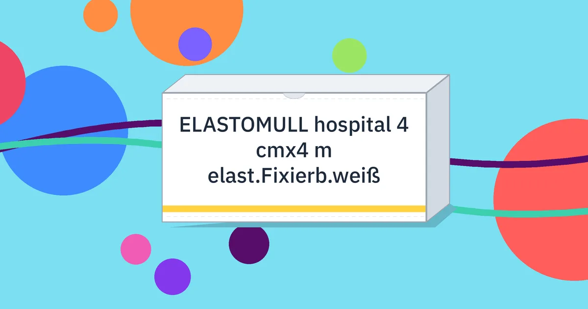 Symbolbild: Packung mit der Aufschrift ELASTOMULL hospital 4 cmx4 m elast.Fixierb.weiß (PZN 16027314) – Verfügbarkeit und Bezug in Apotheken in Frankfurt am Main
