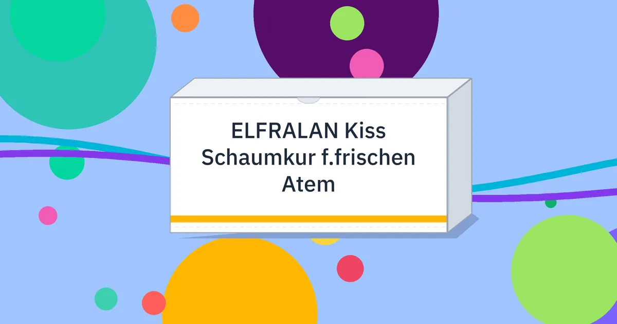 Symbolbild: Packung mit der Aufschrift ELFRALAN Kiss Schaumkur f.frischen Atem (PZN 14138699) – Verfügbarkeit und Bezug in Apotheken in Frankfurt am Main