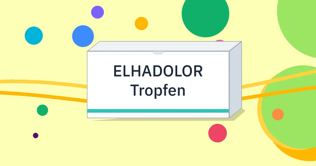Symbolbild: Packung mit der Aufschrift ELHADOLOR Tropfen (PZN 05390655) – Verfügbarkeit und Bezug in Apotheken in Frankfurt am Main