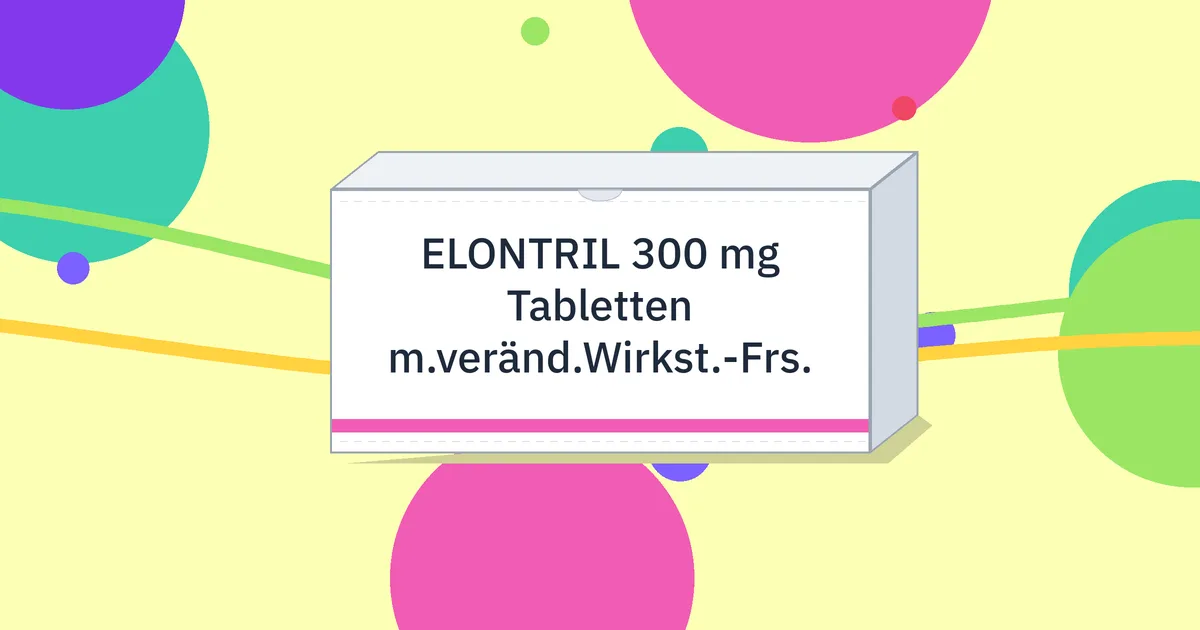 Symbolbild: Packung mit der Aufschrift ELONTRIL 300 mg Tabletten m.veränd.Wirkst.-Frs. (PZN 08892191) – Verfügbarkeit und Bezug in Apotheken in Frankfurt am Main