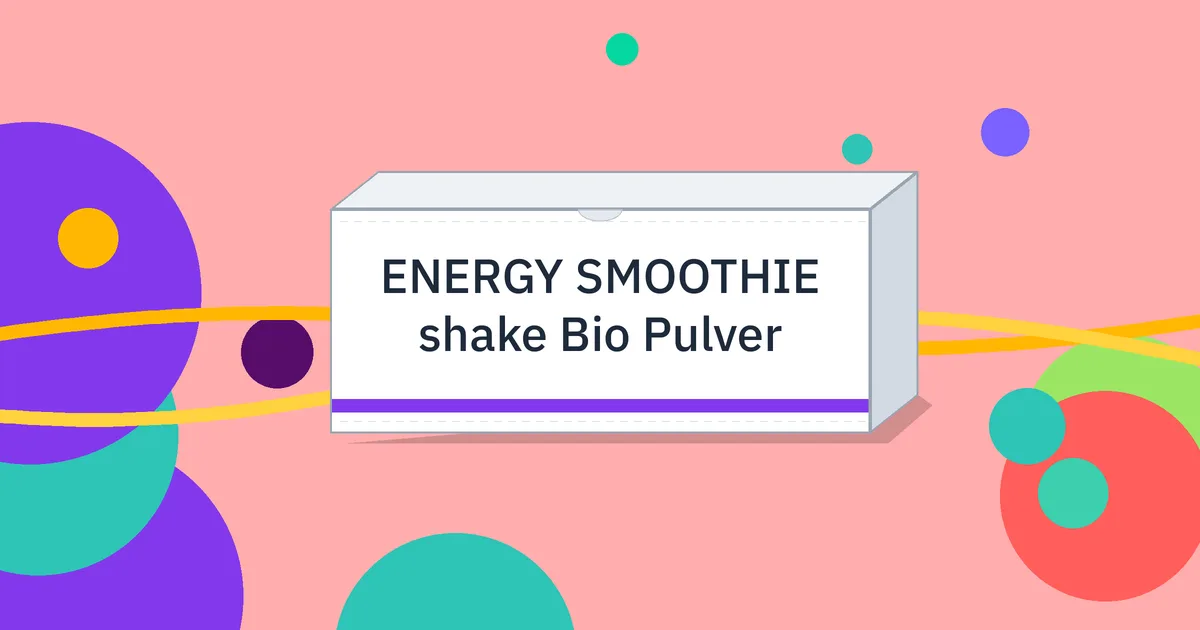 Symbolbild: Packung mit der Aufschrift ENERGY SMOOTHIE shake Bio Pulver (PZN 18412803) – Verfügbarkeit und Bezug in Apotheken in Frankfurt am Main