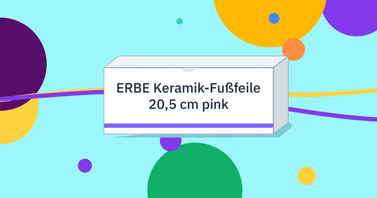 Symbolbild: Packung mit der Aufschrift ERBE Keramik-Fußfeile 20,5 cm pink (PZN 14220969) – Verfügbarkeit und Bezug in Apotheken in Frankfurt am Main