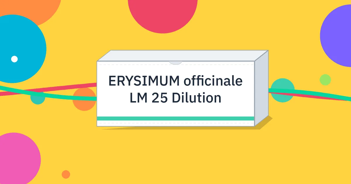 Symbolbild: Packung mit der Aufschrift ERYSIMUM officinale LM 25 Dilution (PZN 13479636) – Verfügbarkeit und Bezug in Apotheken in Frankfurt am Main
