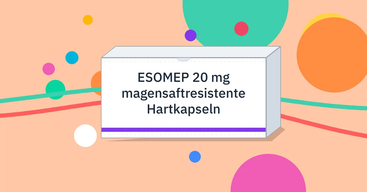 Symbolbild: Packung mit der Aufschrift ESOMEP 20 mg magensaftresistente Hartkapseln (PZN 07402109) – Verfügbarkeit und Bezug in Apotheken in Frankfurt am Main