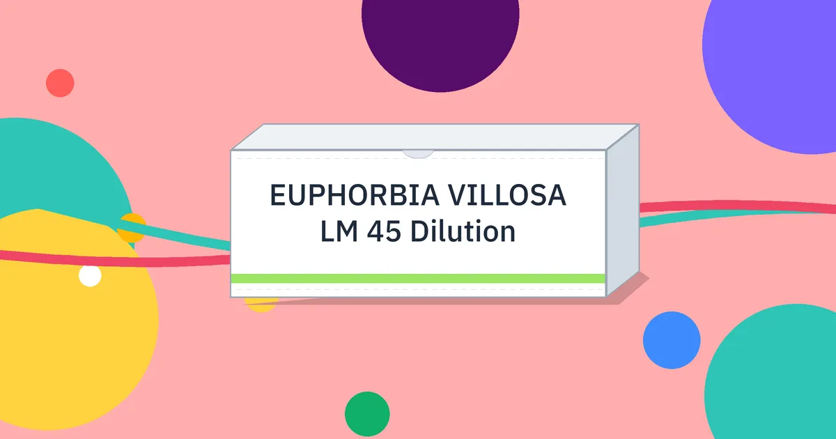 Symbolbild: Packung mit der Aufschrift EUPHORBIA VILLOSA LM 45 Dilution (PZN 13482963) – Verfügbarkeit und Bezug in Apotheken in Frankfurt am Main