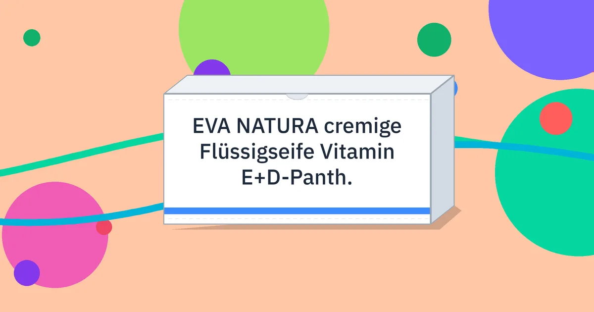 Symbolbild: Packung mit der Aufschrift EVA NATURA cremige Flüssigseife Vitamin E+D-Panth. (PZN 17368431) – Verfügbarkeit und Bezug in Apotheken in Frankfurt am Main