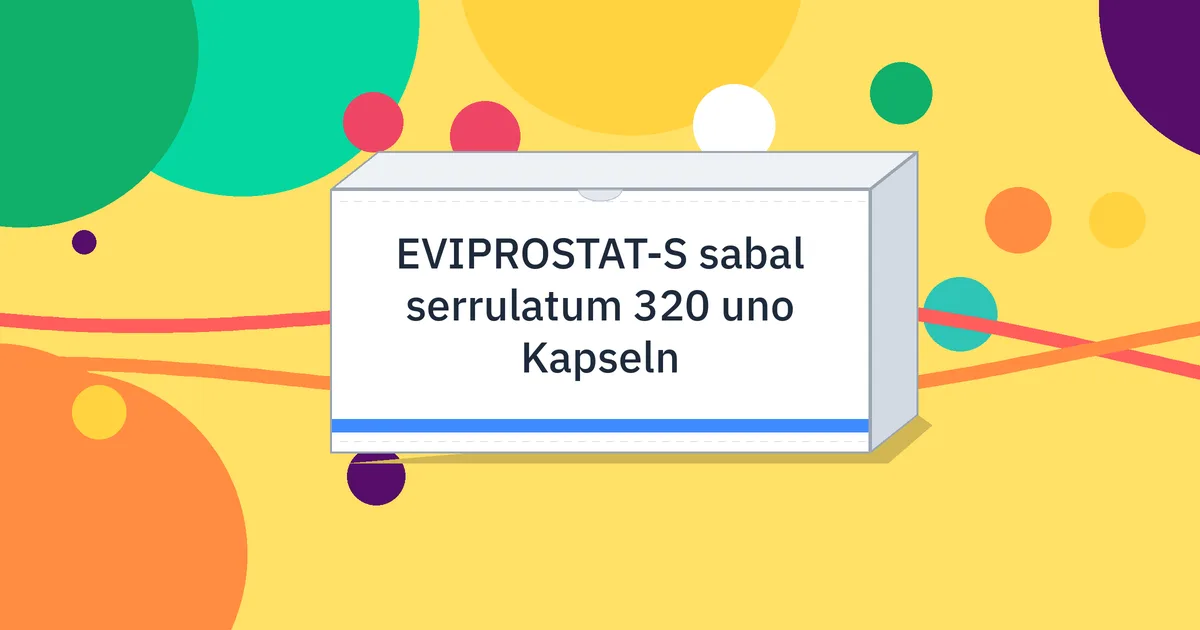 Symbolbild: Packung mit der Aufschrift EVIPROSTAT-S sabal serrulatum 320 uno Kapseln (PZN 07278052) – Verfügbarkeit und Bezug in Apotheken in Frankfurt am Main