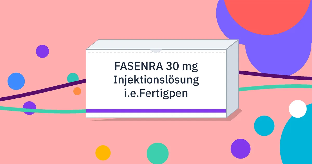 Symbolbild: Packung mit der Aufschrift FASENRA 30 mg Injektionslösung i.e.Fertigpen (PZN 19183210) – Verfügbarkeit und Bezug in Apotheken in Frankfurt am Main