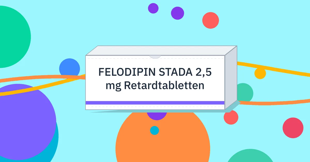 Symbolbild: Packung mit der Aufschrift FELODIPIN STADA 2,5 mg Retardtabletten (PZN 01433764) – Verfügbarkeit und Bezug in Apotheken in Frankfurt am Main