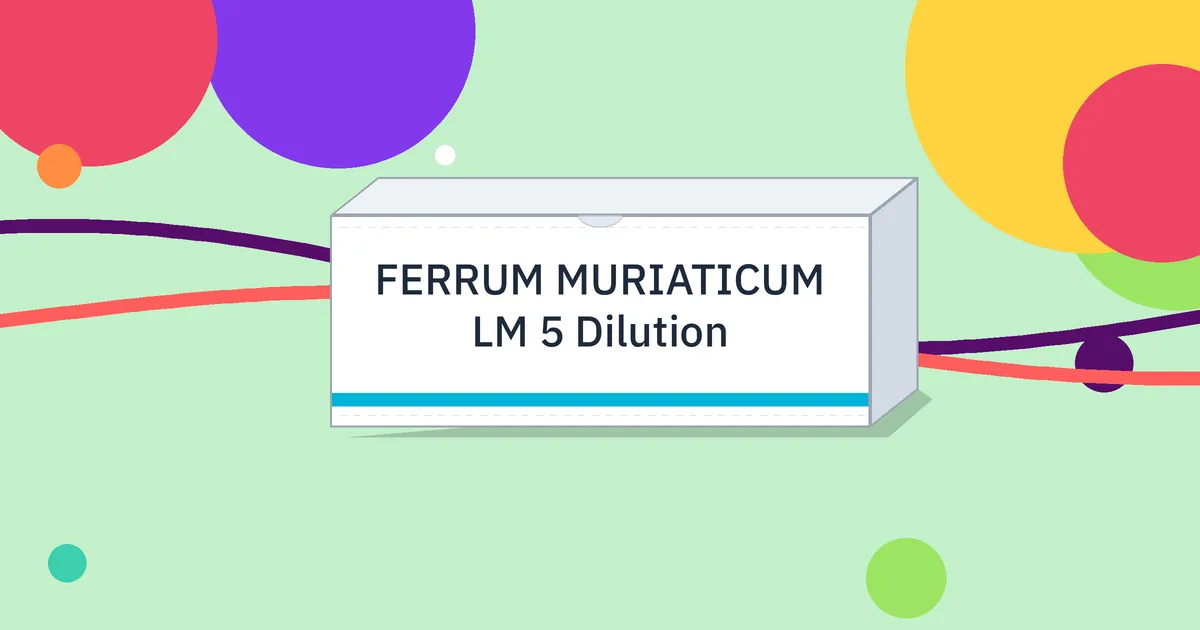 Symbolbild: Packung mit der Aufschrift FERRUM MURIATICUM LM 5 Dilution (PZN 12850643) – Verfügbarkeit und Bezug in Apotheken in Frankfurt am Main