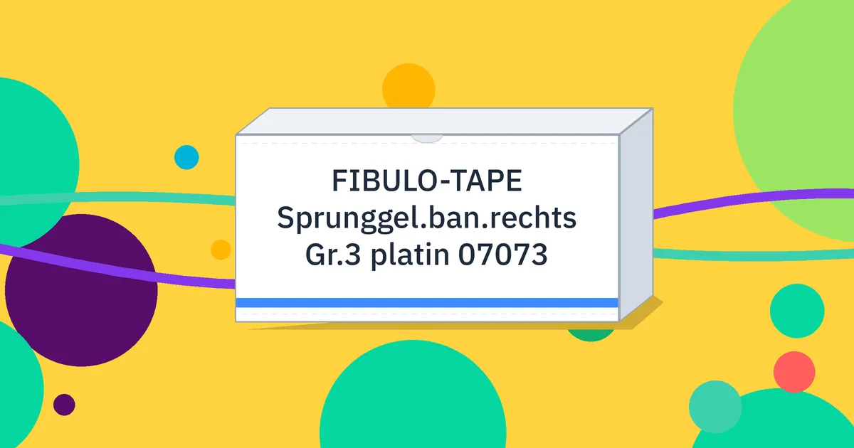 Symbolbild: Packung mit der Aufschrift FIBULO-TAPE Sprunggel.ban.rechts Gr.3 platin 07073 (PZN 06826511) – Verfügbarkeit und Bezug in Apotheken in Frankfurt am Main