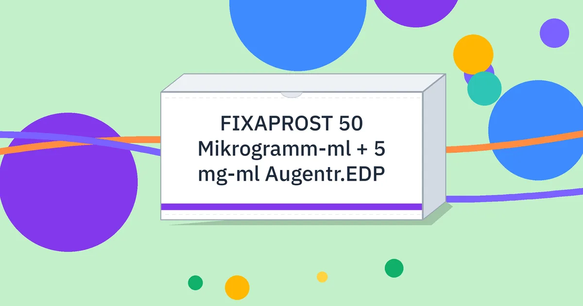 Symbolbild: Packung mit der Aufschrift FIXAPROST 50 Mikrogramm-ml + 5 mg-ml Augentr.EDP (PZN 18188926) – Verfügbarkeit und Bezug in Apotheken in Frankfurt am Main