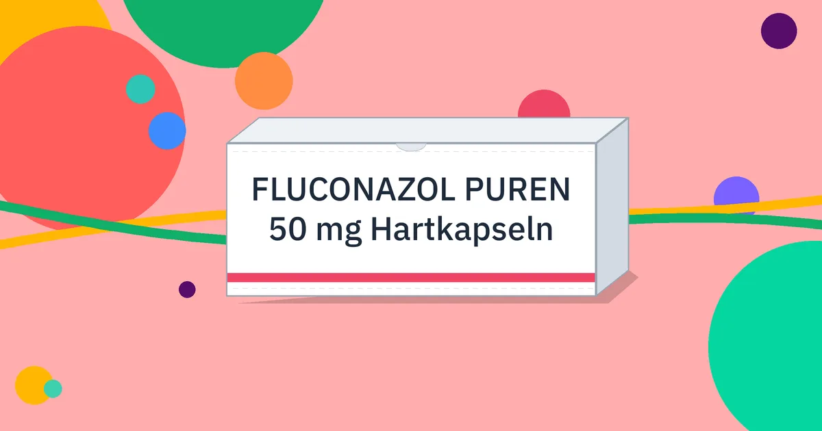 Symbolbild: Packung mit der Aufschrift FLUCONAZOL PUREN 50 mg Hartkapseln (PZN 11354675) – Verfügbarkeit und Bezug in Apotheken in Frankfurt am Main