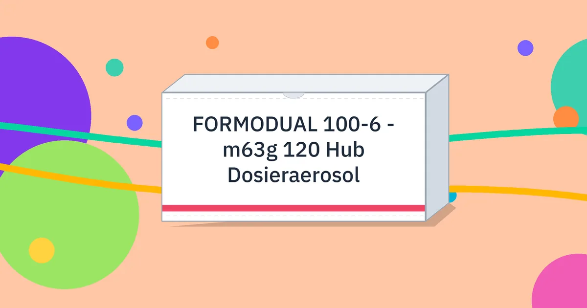 Symbolbild: Packung mit der Aufschrift FORMODUAL 100-6 -m63g 120 Hub Dosieraerosol (PZN 10520686) – Verfügbarkeit und Bezug in Apotheken in Frankfurt am Main