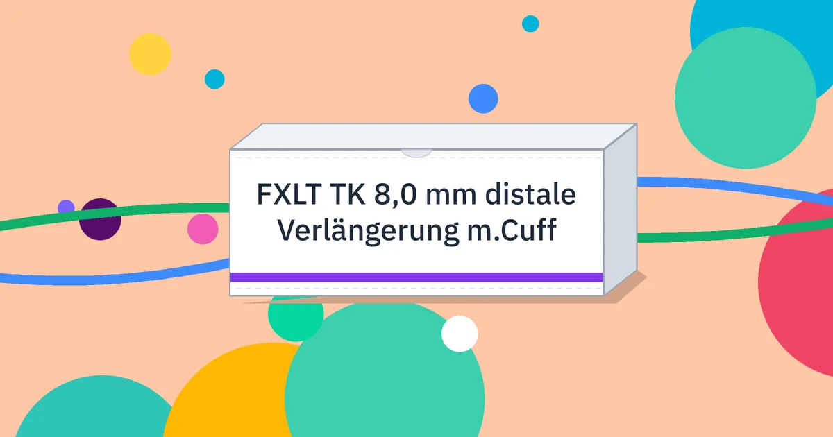 Symbolbild: Packung mit der Aufschrift FXLT TK 8,0 mm distale Verlängerung m.Cuff (PZN 20406069) – Verfügbarkeit und Bezug in Apotheken in Frankfurt am Main