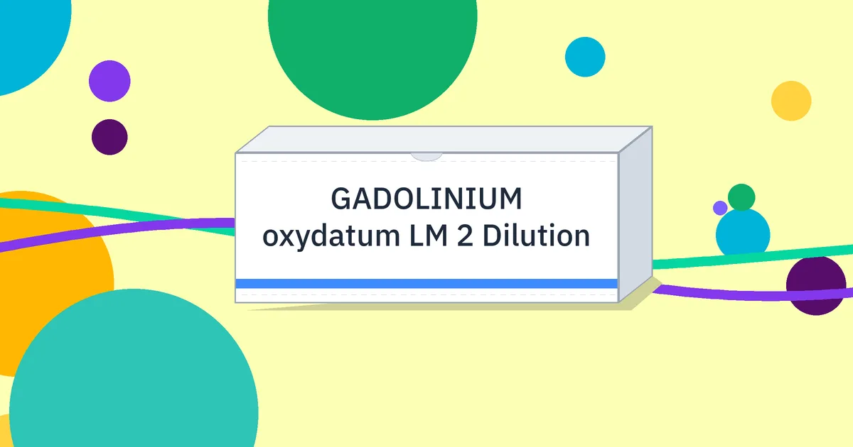 Symbolbild: Packung mit der Aufschrift GADOLINIUM oxydatum LM 2 Dilution (PZN 13494245) – Verfügbarkeit und Bezug in Apotheken in Frankfurt am Main