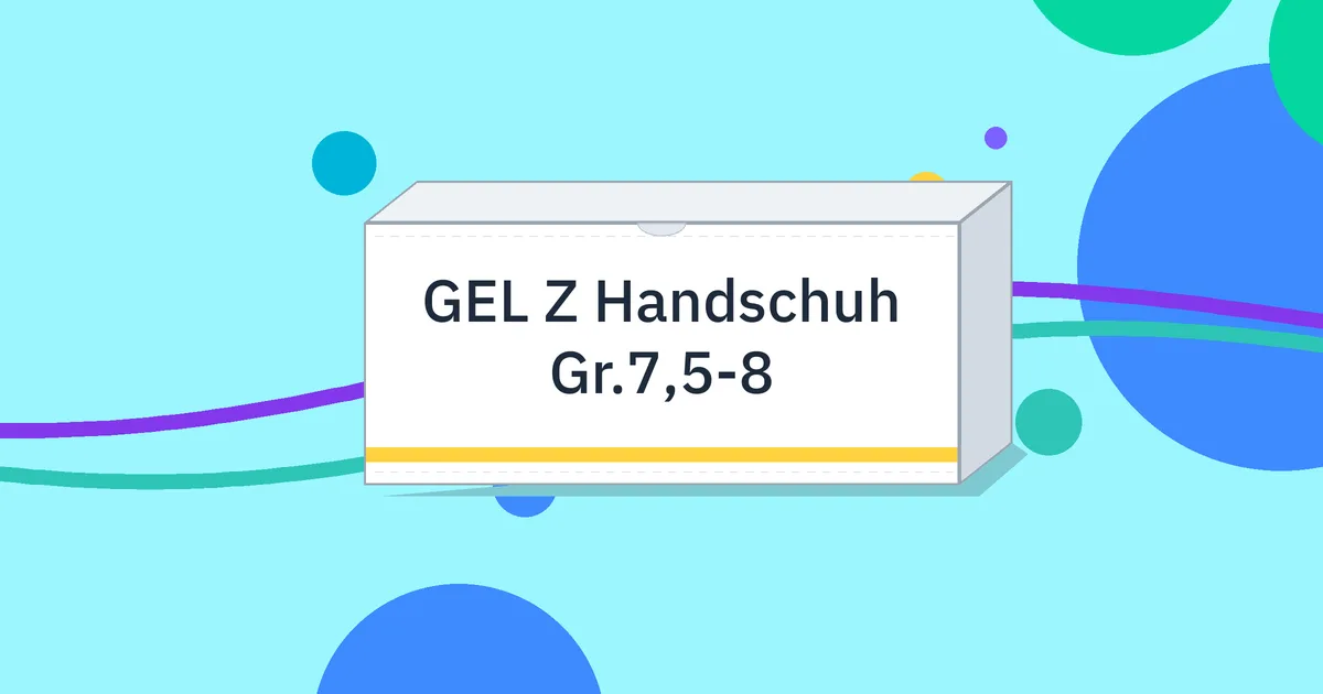 Symbolbild: Packung mit der Aufschrift GEL Z Handschuh Gr.7,5-8 (PZN 11079051) – Verfügbarkeit und Bezug in Apotheken in Frankfurt am Main