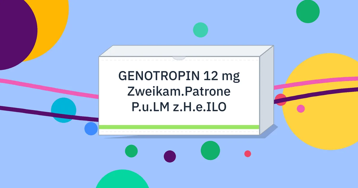 Symbolbild: Packung mit der Aufschrift GENOTROPIN 12 mg Zweikam.Patrone P.u.LM z.H.e.ILO (PZN 11547500) – Verfügbarkeit und Bezug in Apotheken in Frankfurt am Main