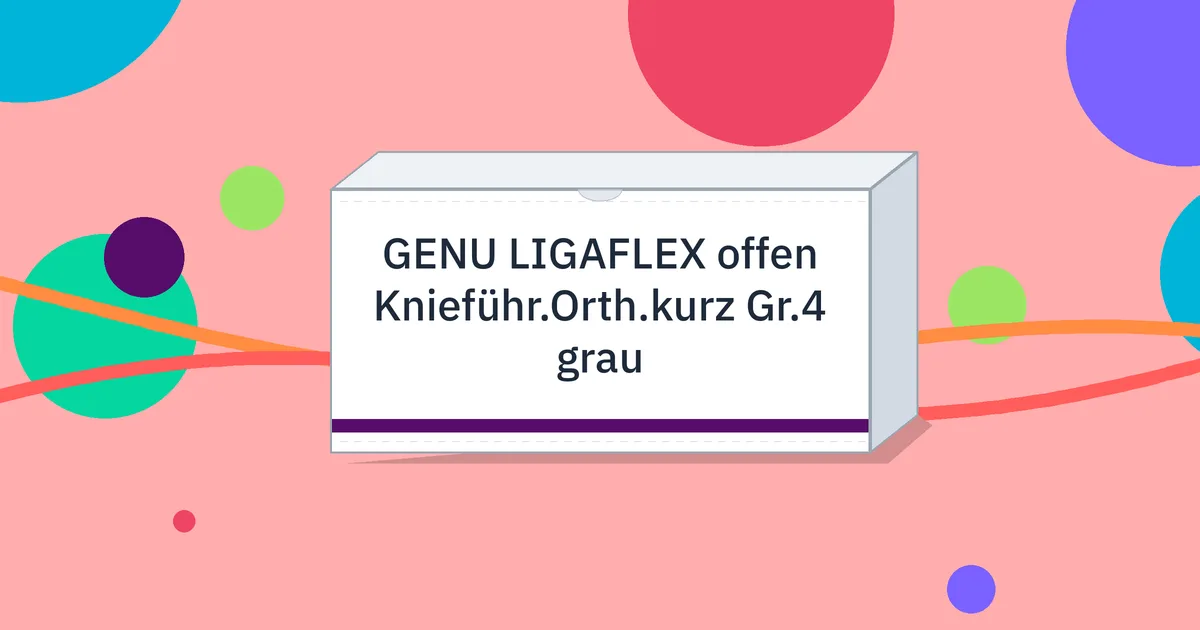 Symbolbild: Packung mit der Aufschrift GENU LIGAFLEX offen Knieführ.Orth.kurz Gr.4 grau (PZN 13980299) – Verfügbarkeit und Bezug in Apotheken in Frankfurt am Main
