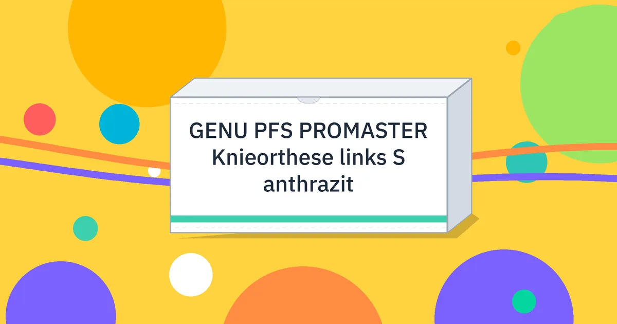 Symbolbild: Packung mit der Aufschrift GENU PFS PROMASTER Knieorthese links S anthrazit (PZN 12490771) – Verfügbarkeit und Bezug in Apotheken in Frankfurt am Main
