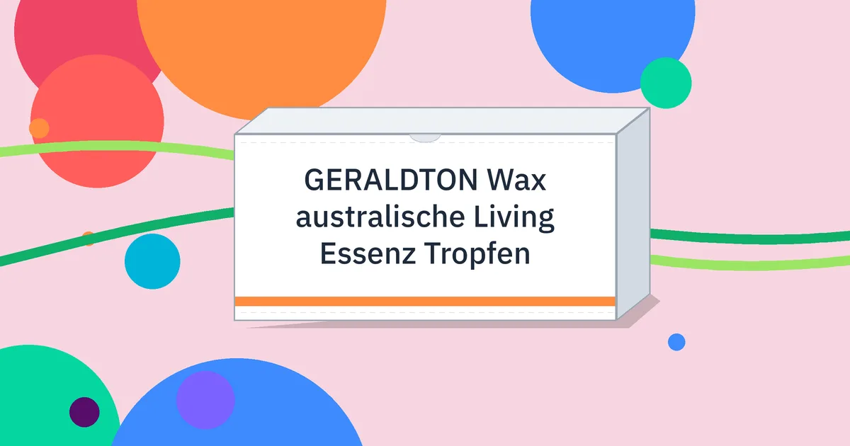 Symbolbild: Packung mit der Aufschrift GERALDTON Wax australische Living Essenz Tropfen (PZN 05009767) – Verfügbarkeit und Bezug in Apotheken in Frankfurt am Main