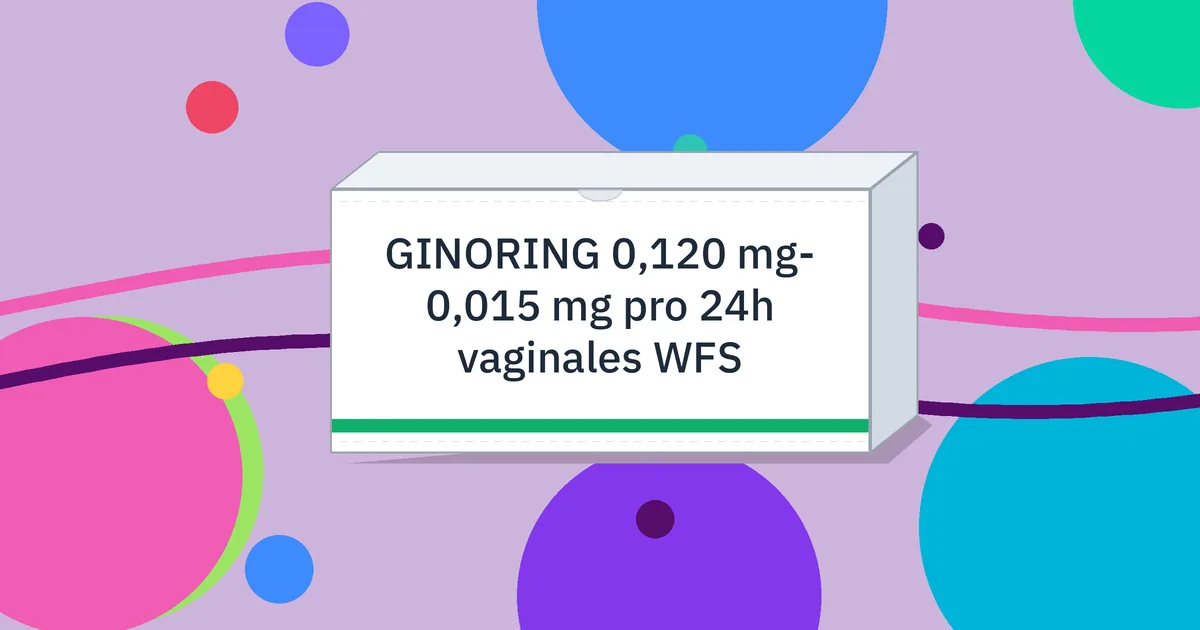 Symbolbild: Packung mit der Aufschrift GINORING 0,120 mg-0,015 mg pro 24h vaginales WFS (PZN 13423191) – Verfügbarkeit und Bezug in Apotheken in Frankfurt am Main