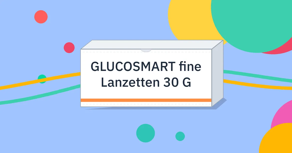 Symbolbild: Packung mit der Aufschrift GLUCOSMART fine Lanzetten 30 G (PZN 20319117) – Verfügbarkeit und Bezug in Apotheken in Frankfurt am Main