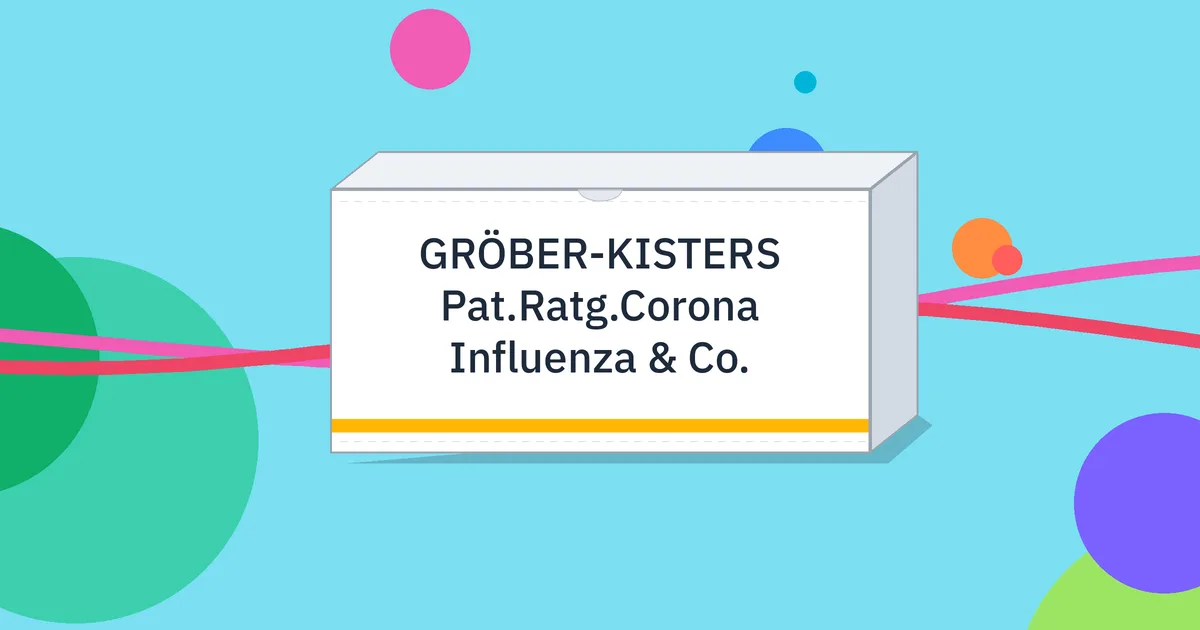 Symbolbild: Packung mit der Aufschrift GRÖBER-KISTERS Pat.Ratg.Corona Influenza & Co. (PZN 16658701) – Verfügbarkeit und Bezug in Apotheken in Frankfurt am Main