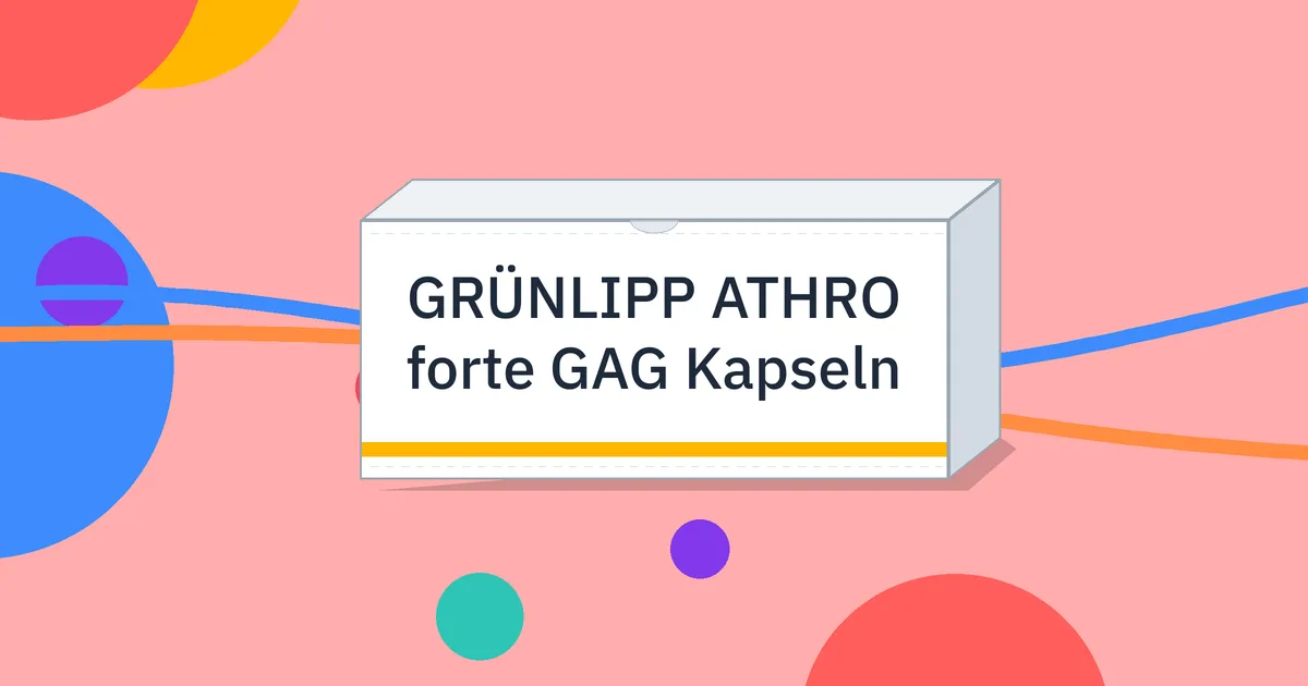 Symbolbild: Packung mit der Aufschrift GRÜNLIPP ATHRO forte GAG Kapseln (PZN 01023121) – Verfügbarkeit und Bezug in Apotheken in Frankfurt am Main