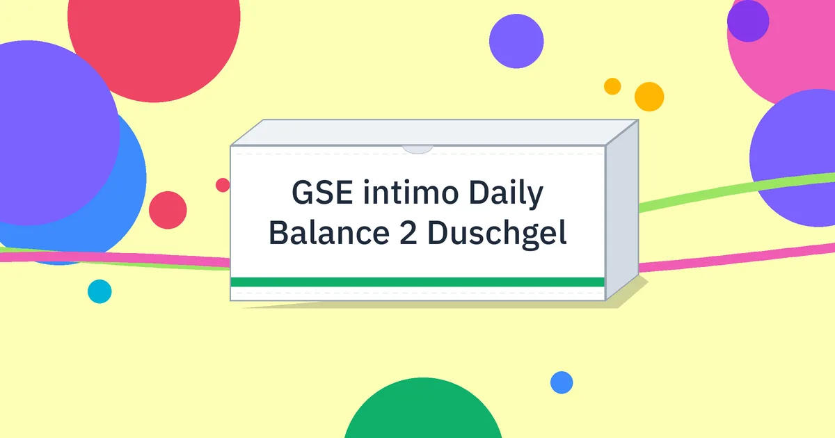 Symbolbild: Packung mit der Aufschrift GSE intimo Daily Balance 2 Duschgel (PZN 16940099) – Verfügbarkeit und Bezug in Apotheken in Frankfurt am Main
