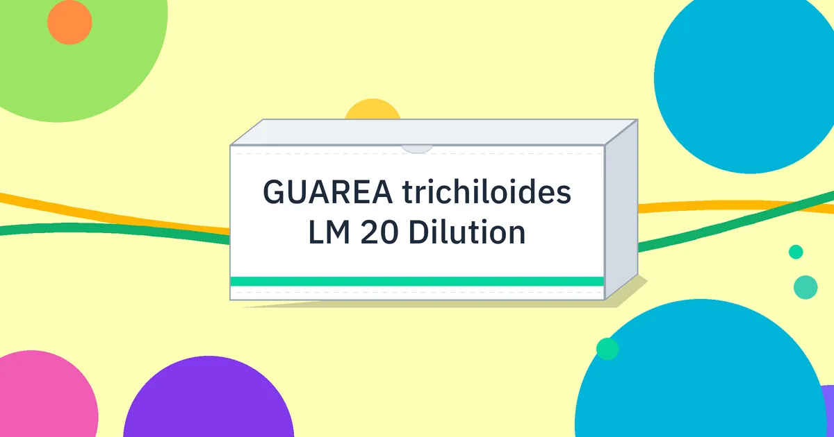 Symbolbild: Packung mit der Aufschrift GUAREA trichiloides LM 20 Dilution (PZN 13548509) – Verfügbarkeit und Bezug in Apotheken in Frankfurt am Main