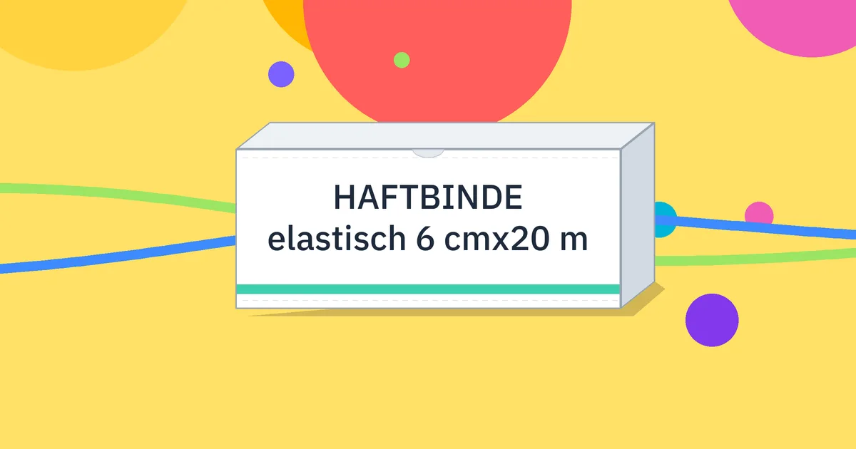 Symbolbild: Packung mit der Aufschrift HAFTBINDE elastisch 6 cmx20 m (PZN 06962160) – Verfügbarkeit und Bezug in Apotheken in Frankfurt am Main