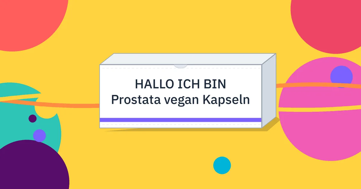 Symbolbild: Packung mit der Aufschrift HALLO ICH BIN Prostata vegan Kapseln (PZN 14290622) – Verfügbarkeit und Bezug in Apotheken in Frankfurt am Main