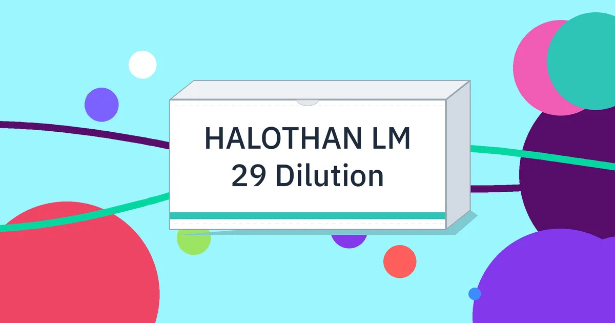 Symbolbild: Packung mit der Aufschrift HALOTHAN LM 29 Dilution (PZN 12884180) – Verfügbarkeit und Bezug in Apotheken in Frankfurt am Main