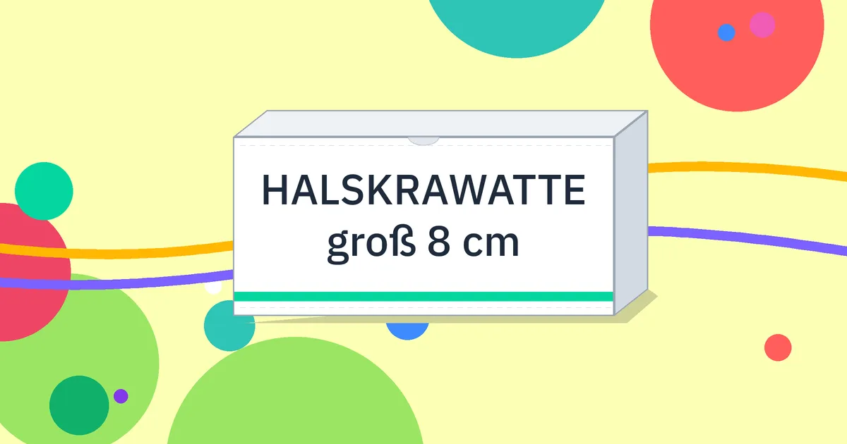 Symbolbild: Packung mit der Aufschrift HALSKRAWATTE groß 8 cm (PZN 07094582) – Verfügbarkeit und Bezug in Apotheken in Frankfurt am Main