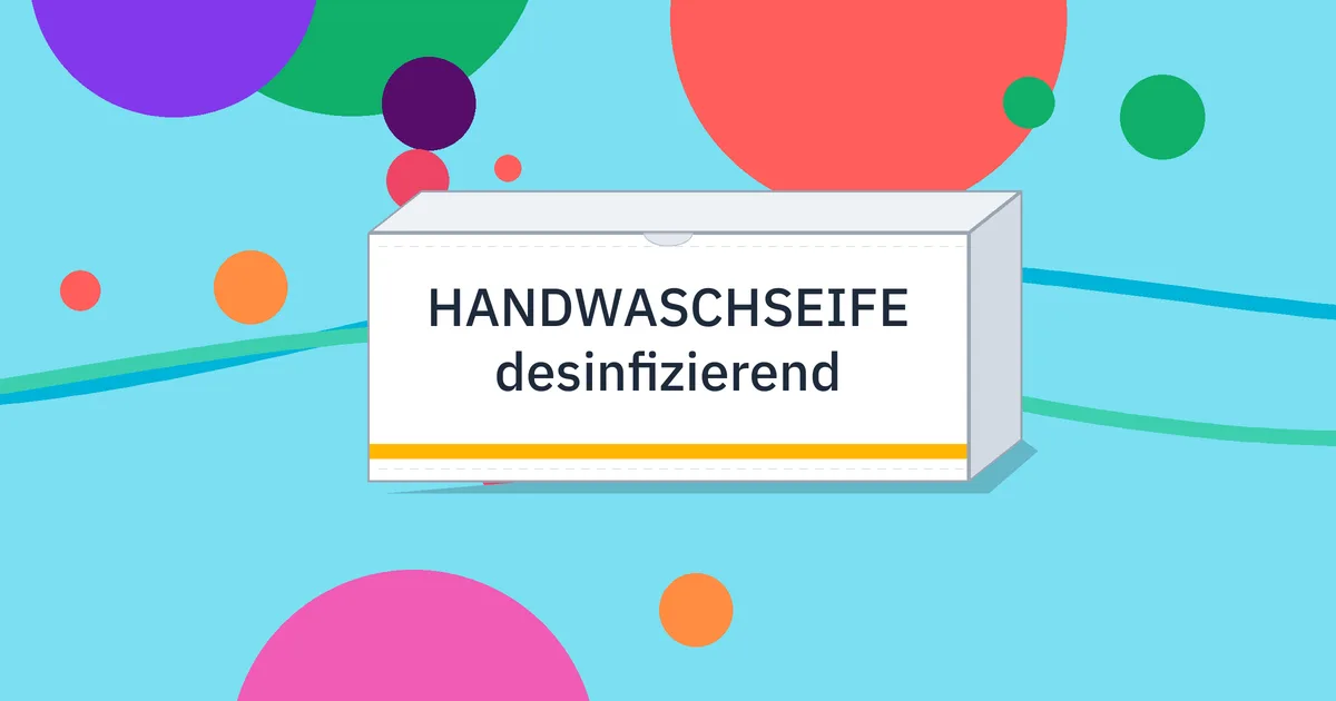 Symbolbild: Packung mit der Aufschrift HANDWASCHSEIFE desinfizierend (PZN 16687364) – Verfügbarkeit und Bezug in Apotheken in Frankfurt am Main